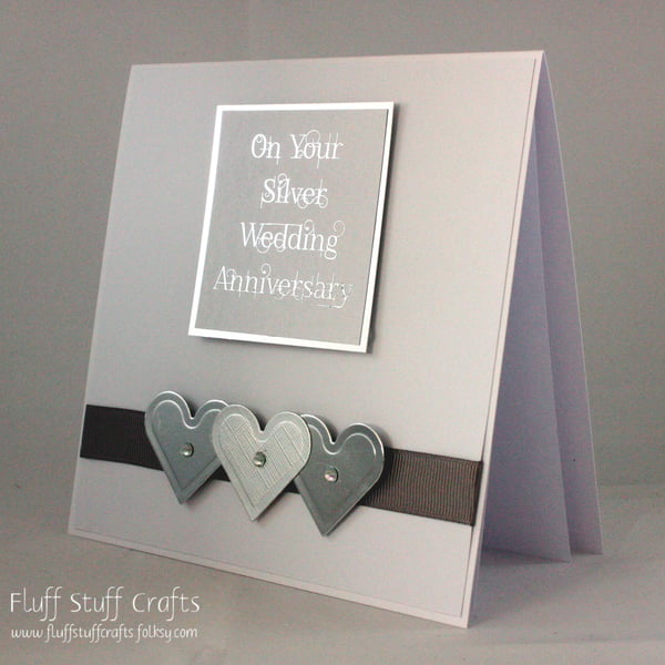 Handmade Silver Wedding Anniversary card, 25th ... - Folksy