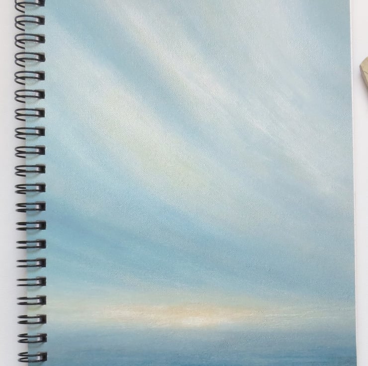 Ocean and sky themed cover lined spiral noteboo... - Folksy