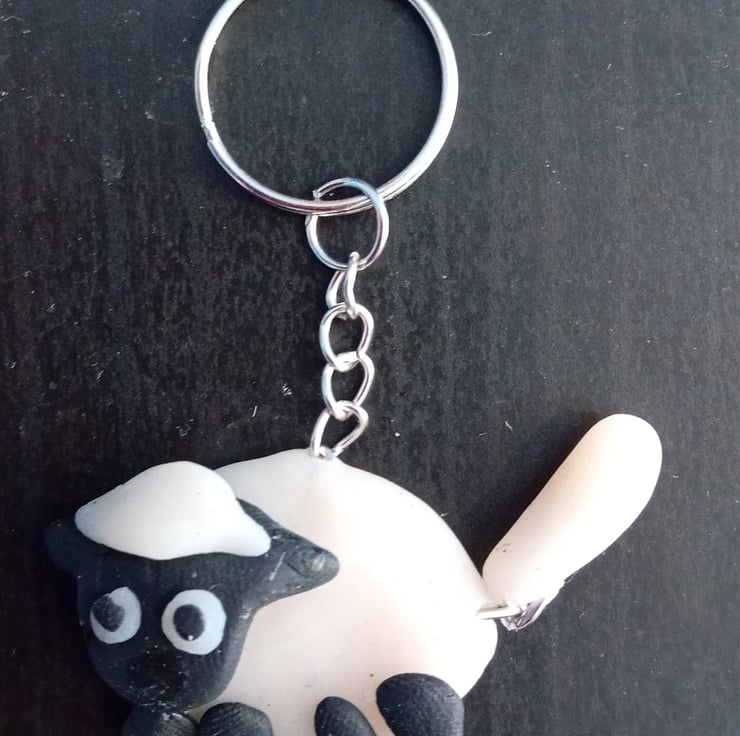 Adorable One-of-a-Kind Sheep Keyring with Wagg... - Folksy