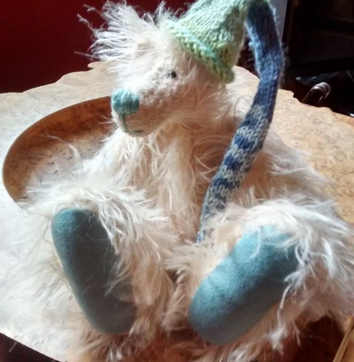 7inch Handmade Mohair Bear in a hat! - Folksy