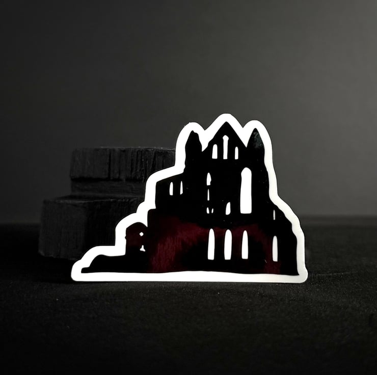 Whitby Abbey Silhouette Illustrated Vinyl Sticker - Folksy