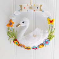 Rainbow swan wall hanging - Folksy