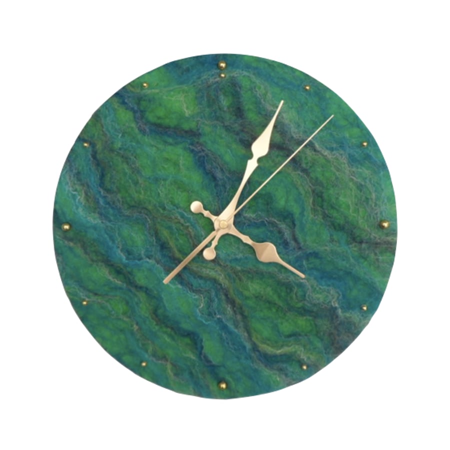 Large hand felted clock - Folksy