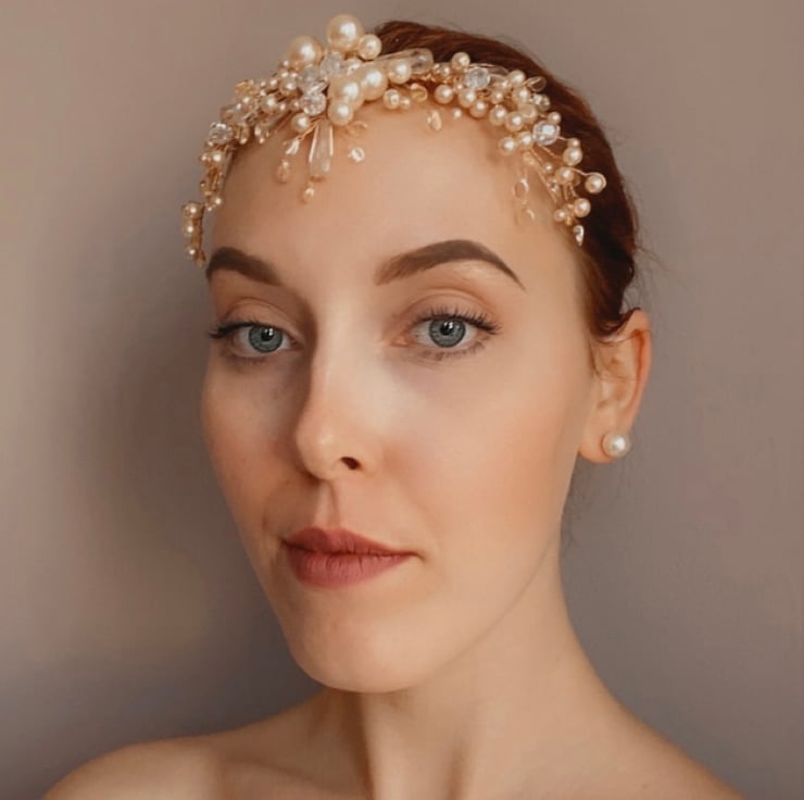The Leena -Pearl and crystal tiara, Elegant vin... - Folksy
