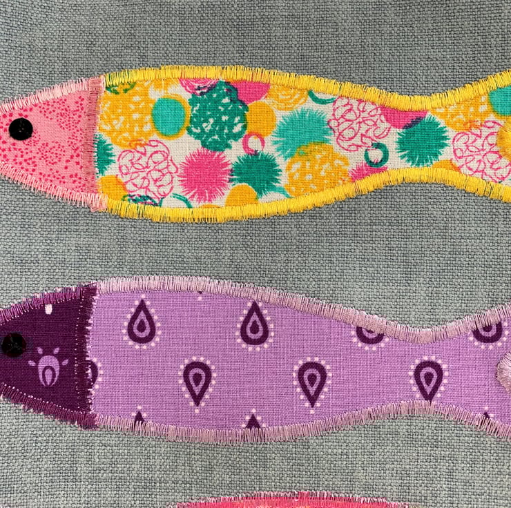 Fish tote bag with four bright colourful fish - Folksy