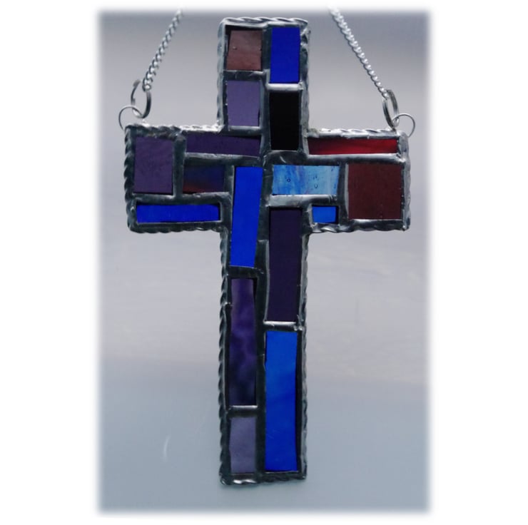 SOLD Cross Suncatcher Stained Glass Handmade Pa... - Folksy