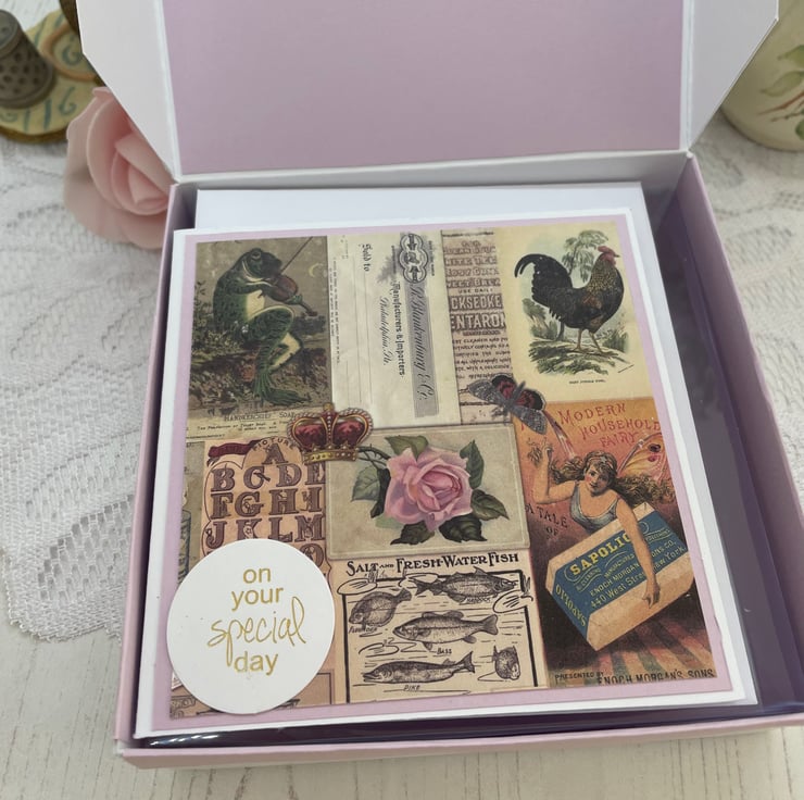 SALE - Vintage style gift box with card and ace... - Folksy