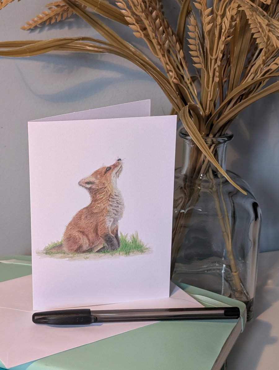 'Fox Cub' Greetings card - Folksy