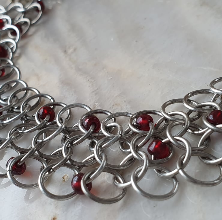 chainmail choker necklace Dragon Blood Droplet - Folksy