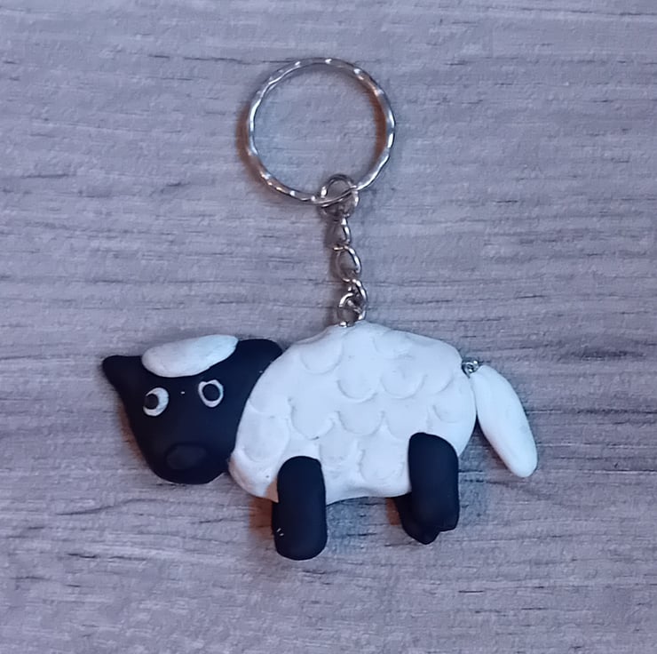 Adorable One-of-a-Kind Sheep Keyring with Wagg... - Folksy