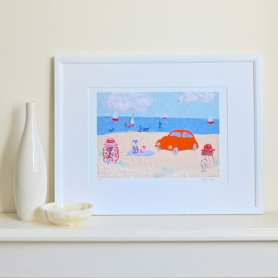 Beach Beetle - seaside car print by Heidi Meier - Folksy