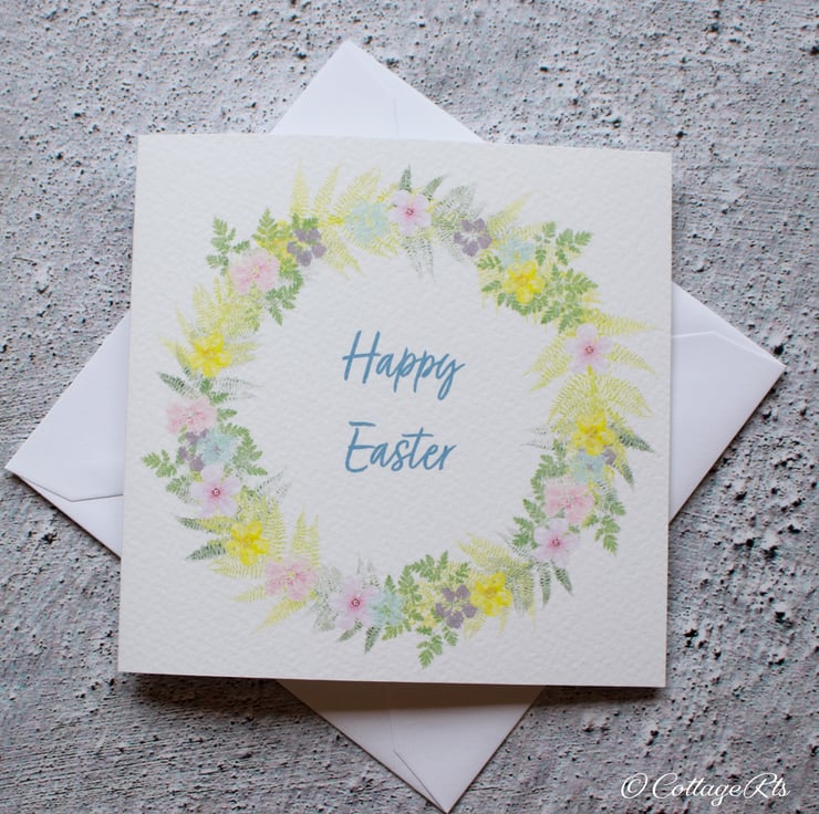 Spring Wreath Easter Card Hand Designed By Cott... - Folksy