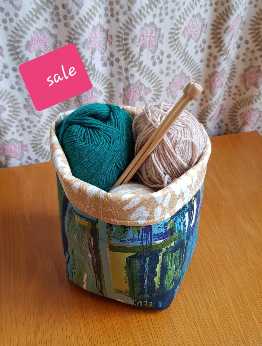Fabric storage basket: vintage print - Folksy