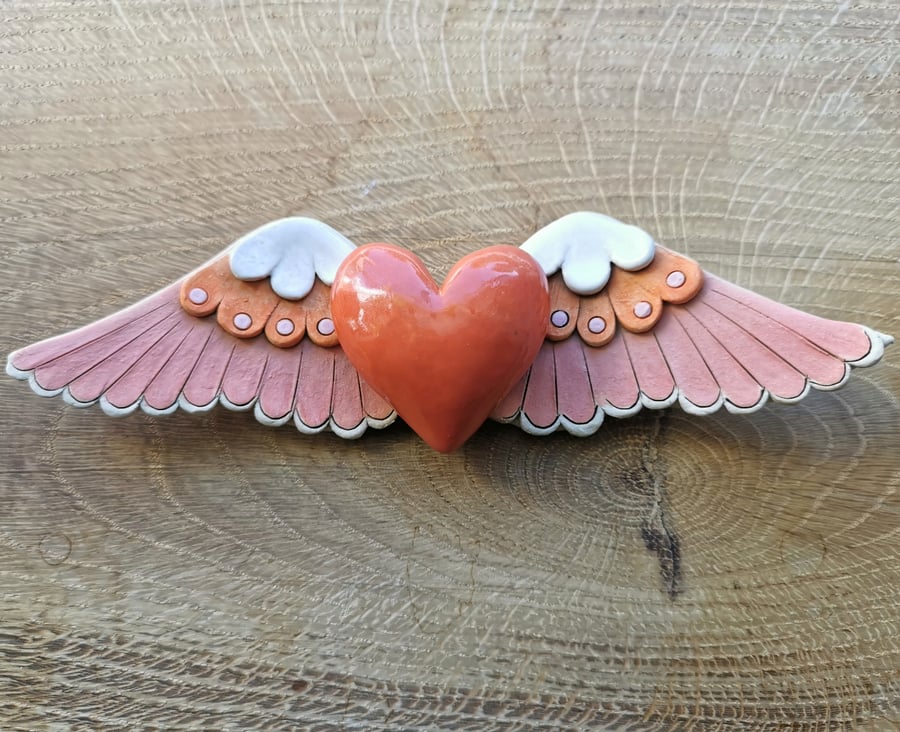 Heart sculpture, ceramic wall art, red ceramic ... - Folksy
