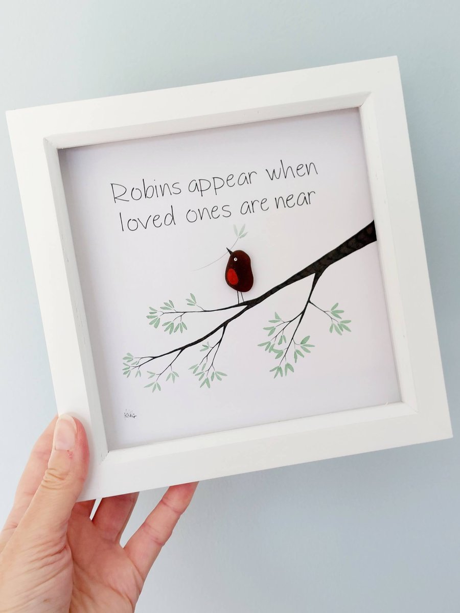 Sea Glass Robin Wall Art - Framed Picture, Gift... - Folksy