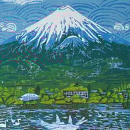 Mount Fuji, Japan Original Hand Pressed Linocut... - Folksy