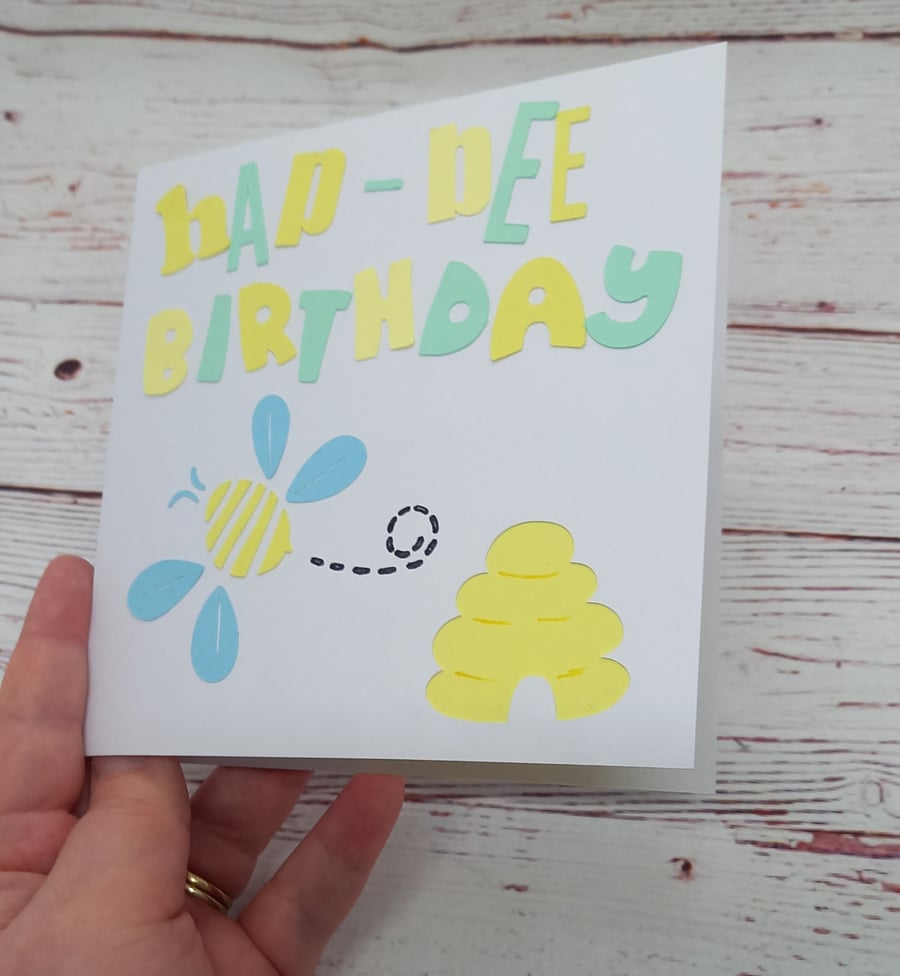 Bright Handmade Birthday Card, Hap-bee Birthday... - Folksy