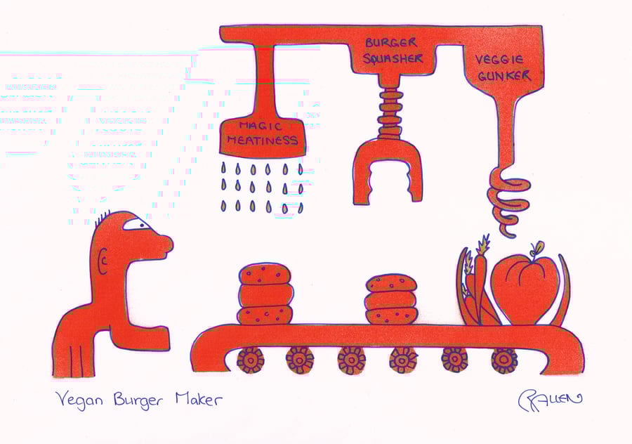 Vegan burger maker, original spray painting - Folksy