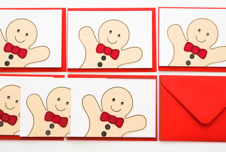 Handmade Gingerbread Man Christmas card pack, S... - Folksy