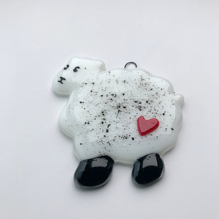 Sheep fused glass window or wall hanging, wildl... - Folksy