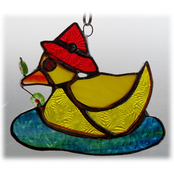 Duckling Suncatcher Stained Glass Yellow duck 007 - Folksy