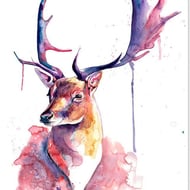Stag Watercolour Painting - Folksy
