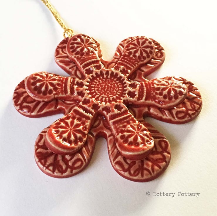 Winter Flower, Christmas decoration pottery flo... - Folksy