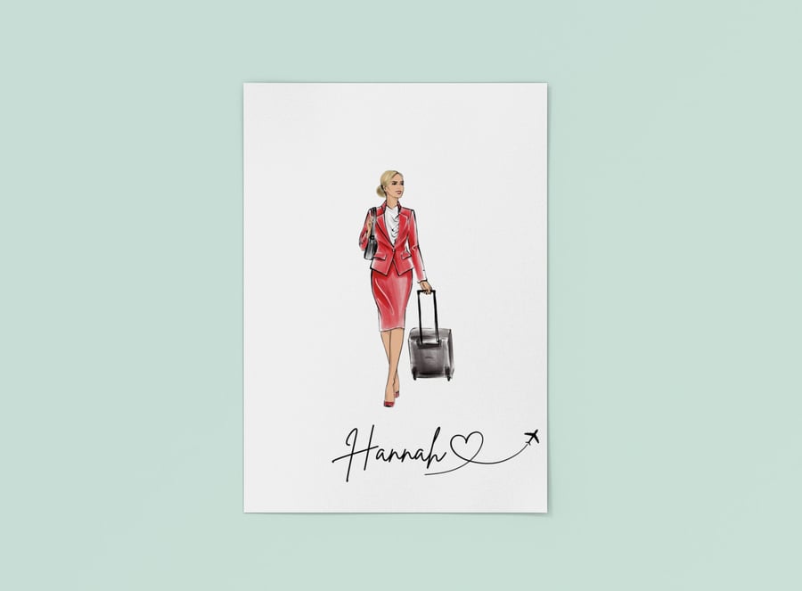 Personalised Cabin Crew Print Flight Attendant ... - Folksy
