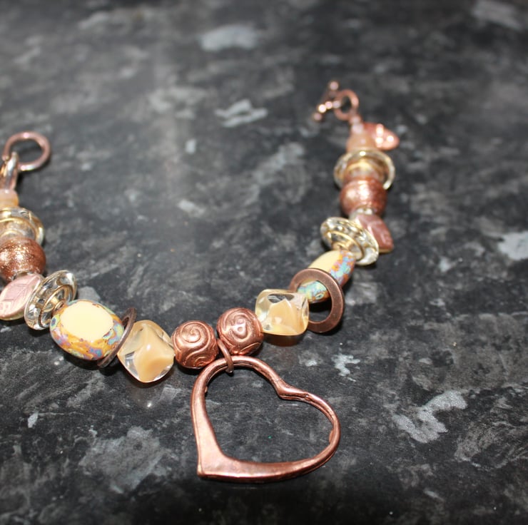 Handmade bead & charm small bracelet with h... - Folksy