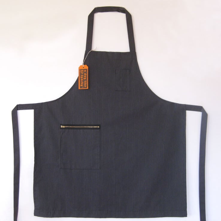 SAMPLE Pinstripe Mens Apron - barista style wit... - Folksy