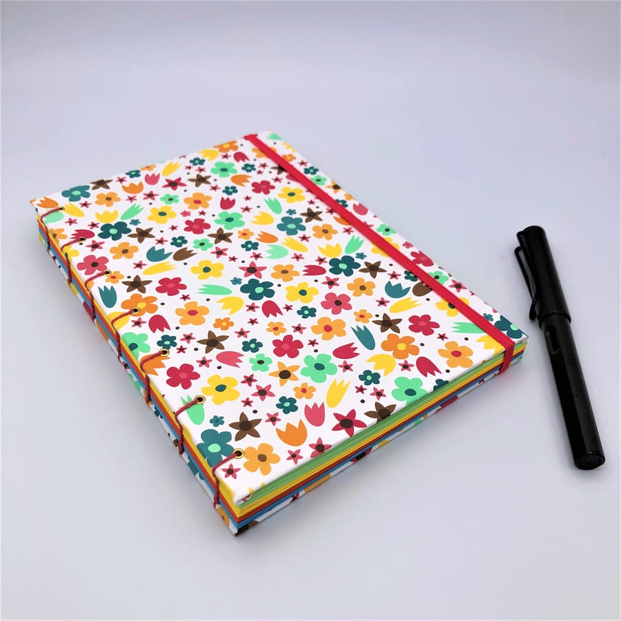 A cornucopia of colour A5 notebook - coptic sti... - Folksy