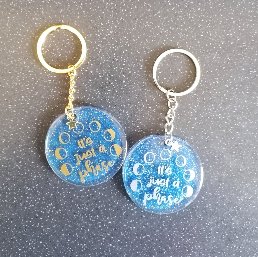 It's just a phase,moon phases keyring-resin-acr... - Folksy