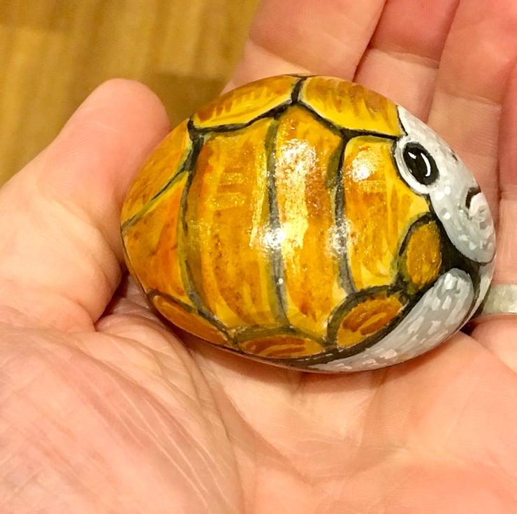 Tortoise hand painted pebble garden rock art st... - Folksy