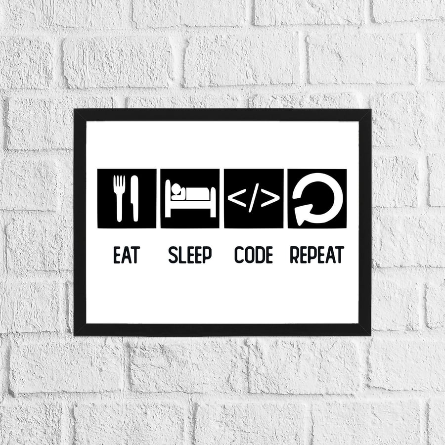Eat, sleep, code, repeat print - Folksy