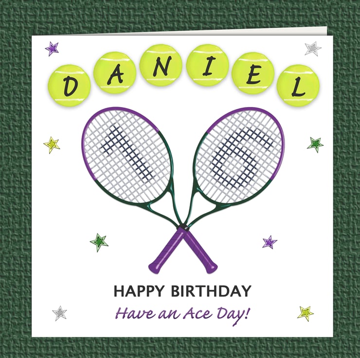 Tennis Birthday Card, ANY AGE, handmade, person... - Folksy