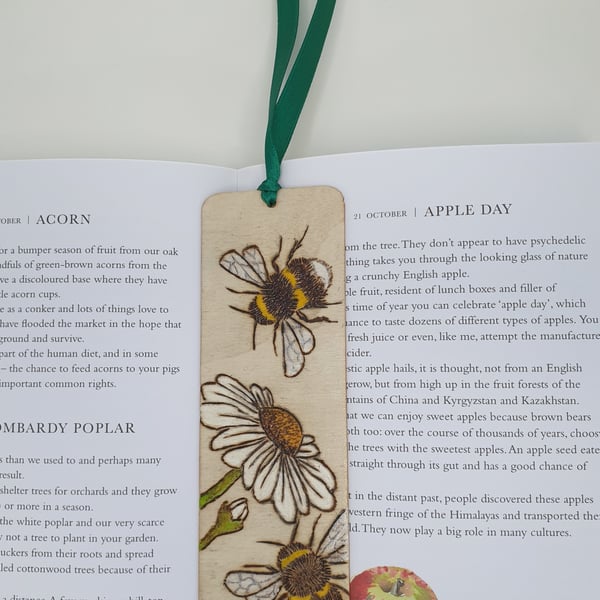 Bee pyrography wooden bookmark, bee lover gift - Folksy
