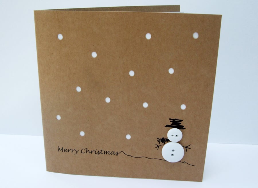 Button Snowman Christmas Card - Folksy