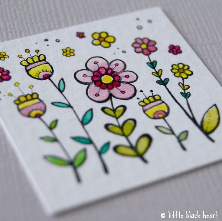 spring blooms and blossom - miniature artwork - Folksy