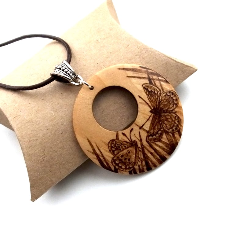 Beautiful Butterflies Wooden Pyrography Pendant... - Folksy