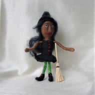 Needle felt witch, felt witch, Halloween witch,... - Folksy