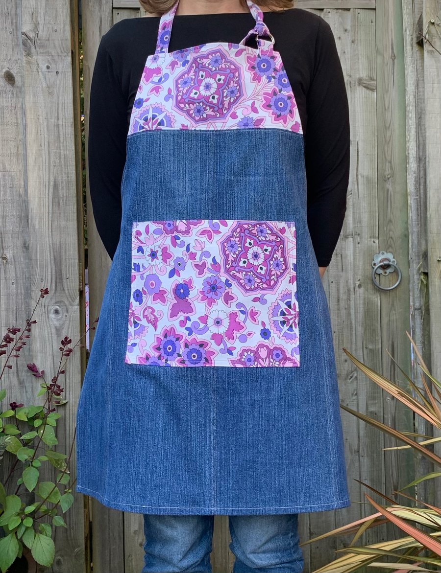 Arabella vintage cotton and reclaimed denim apron - Folksy