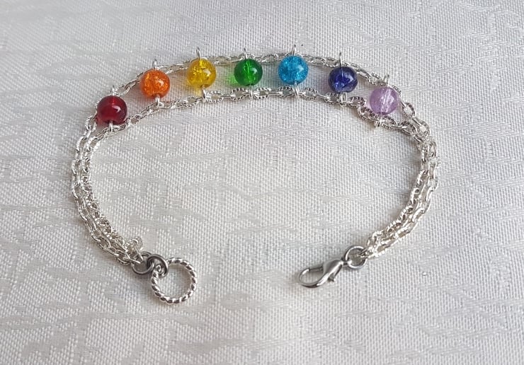 Gorgeous Rainbow Bead Bracelet - Folksy
