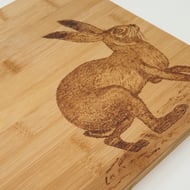 Pyrography hare wooden chopping board - Folksy