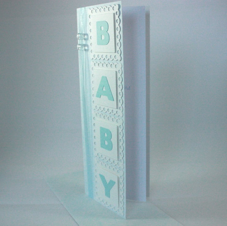 Handmade, blue, new baby card - Folksy