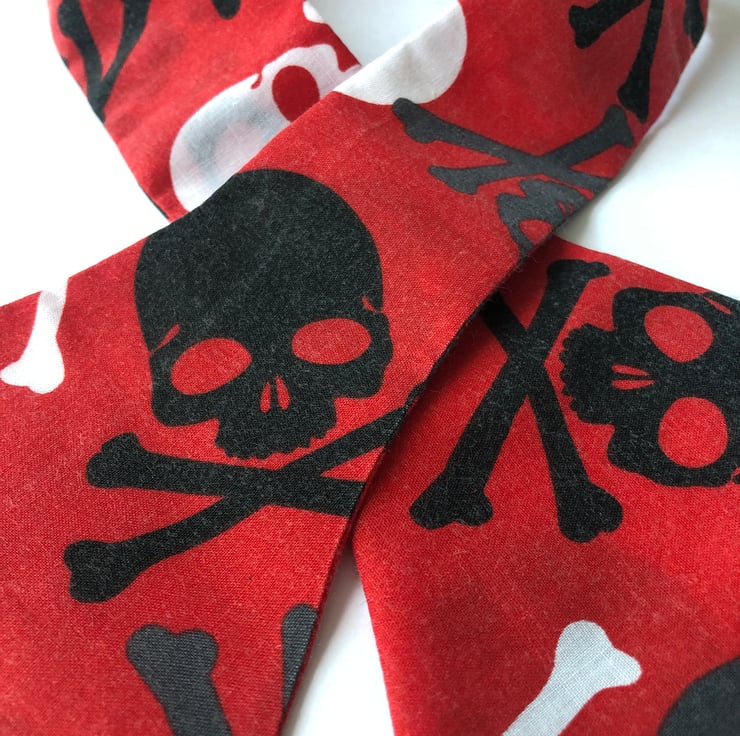 Cravat Red with Black, Grey and White Skull Pri... - Folksy