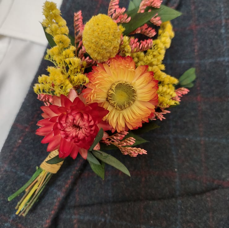 Dried Flower Sunset coloured Wedding Buttonhole... - Folksy
