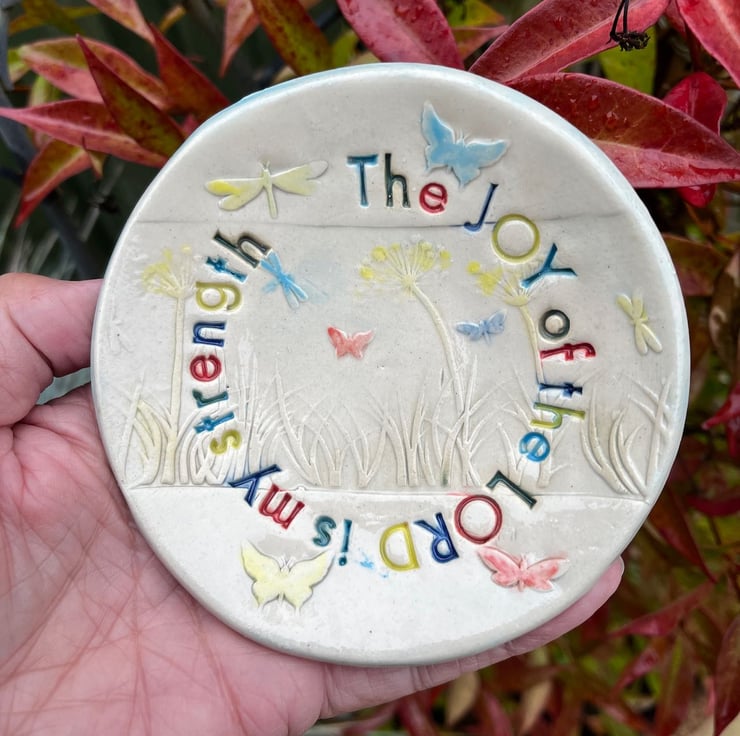 Handcrafted Ceramic Bible Verse Dish - ring dis... - Folksy