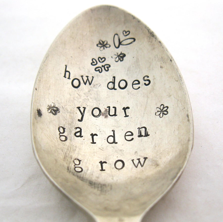Spoon plant label, How does your garden grow - Folksy
