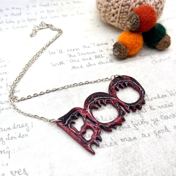 Boo Wooden word statement necklace Halloween je... - Folksy