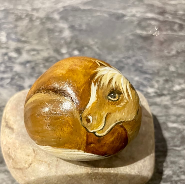 Horse hand painted pebble garden rock art stone... - Folksy